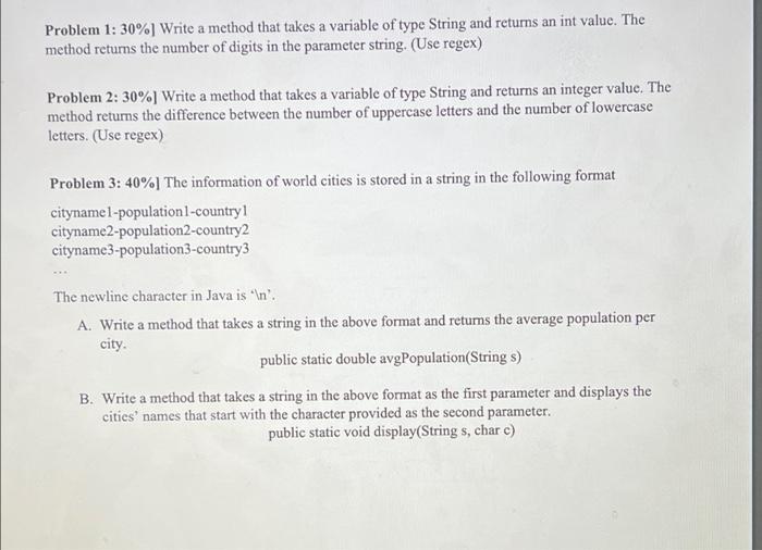 Solved Problem 1 30 Write A Method That Takes A Variable Chegg