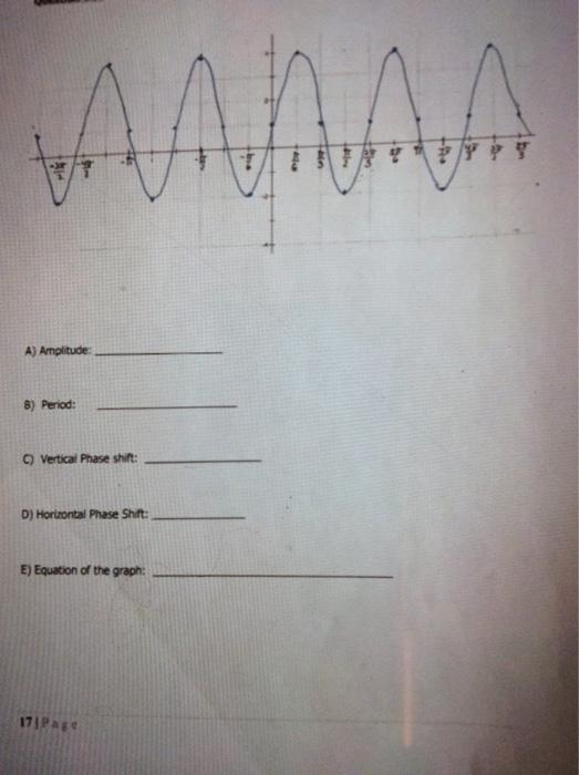 Solved A) Amplitude 8) Period: ) Vertical Phase shift: D) | Chegg.com
