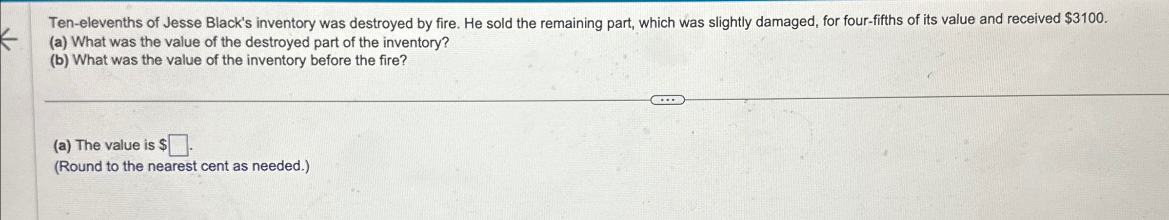 Solved Ten-elevenths of Jesse Black's inventory was | Chegg.com