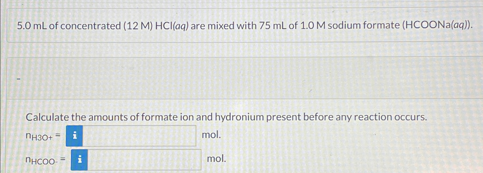 Solved 5.0mL ﻿of concentrated (12 ﻿M) ﻿HCl(aq) ﻿are mixed | Chegg.com