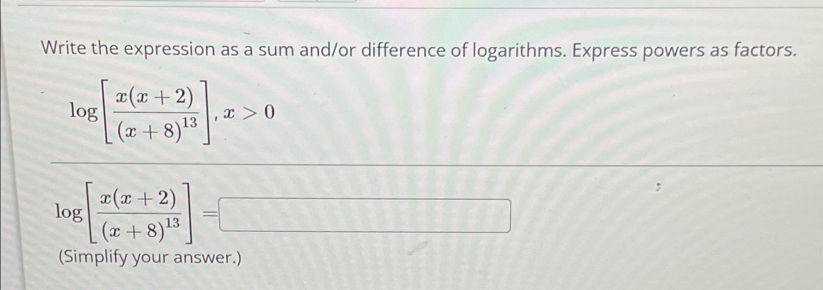 Solved Write the expression as a sum and/or difference of | Chegg.com