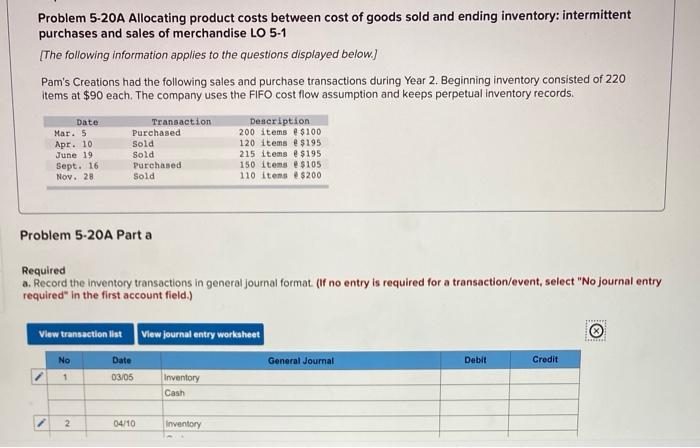Solved Problem 5-20A Allocating product costs between cost | Chegg.com