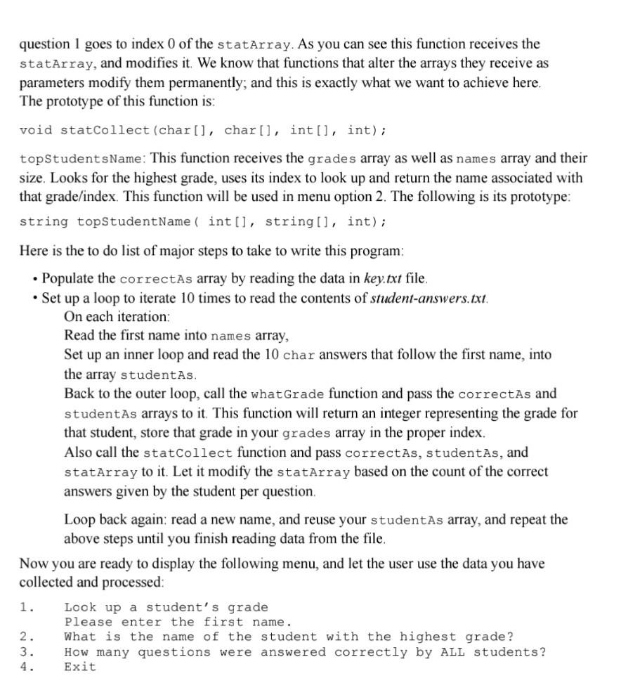 Solved • Parallel arrays • Passing arrays to functions. You | Chegg.com