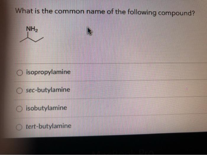 Solved What is the common name of the following compound? | Chegg.com