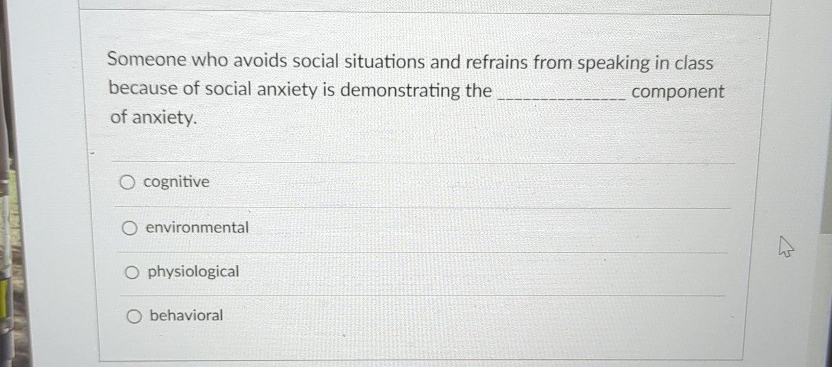 Solved Someone who avoids social situations and refrains | Chegg.com