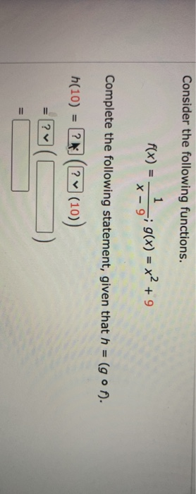 Solved Consider the following functions. f(x) = 1 ; g(x) = | Chegg.com