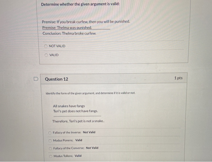 Solved Determine whether the given argument is valid: | Chegg.com