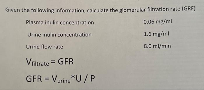 Solved Given The Following Information Calculate The