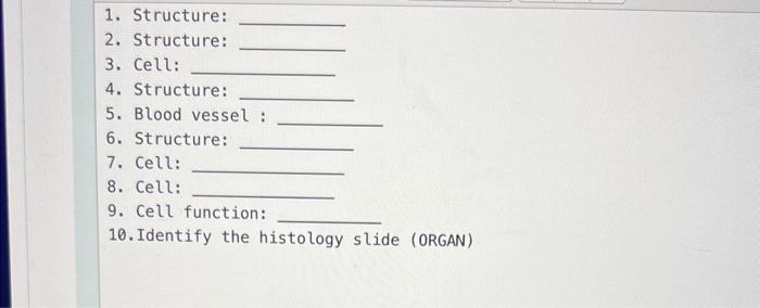Solved 1. Structure: 2. Structure: 3. Cell: 4. Structure: | Chegg.com