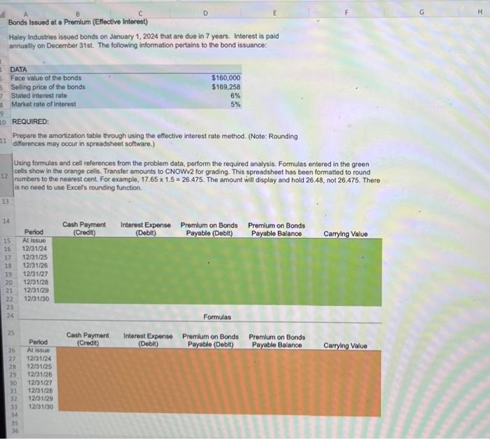 Solved Bends Issued at a Premium (Etfective Interest) Haley | Chegg.com