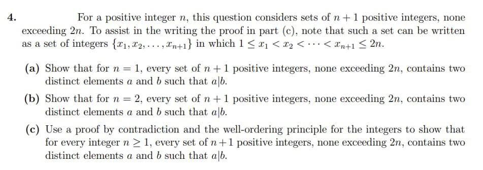 Solved 4. For a positive integer n, this question considers | Chegg.com