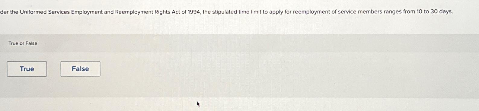 Solved der the Uniformed Services Employment and | Chegg.com