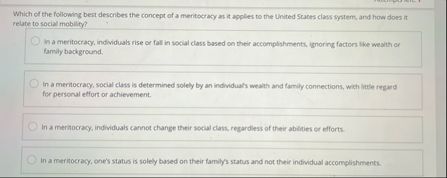 Solved Which of the following best describes the concept of | Chegg.com
