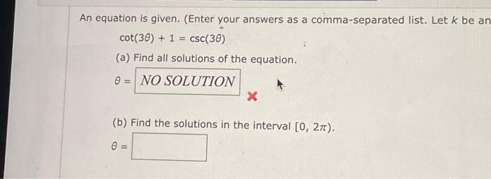 Solved An equation is given. (Enter your answers as a | Chegg.com