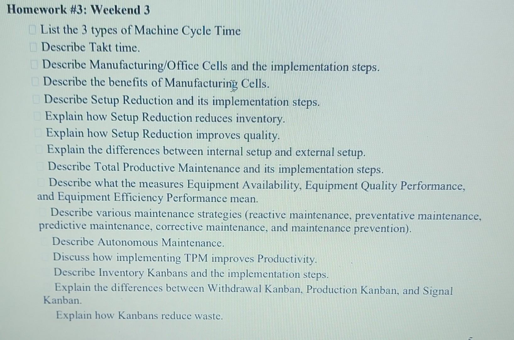 Solved Homework \#3: Weekend 3 List the 3 types of Machine | Chegg.com