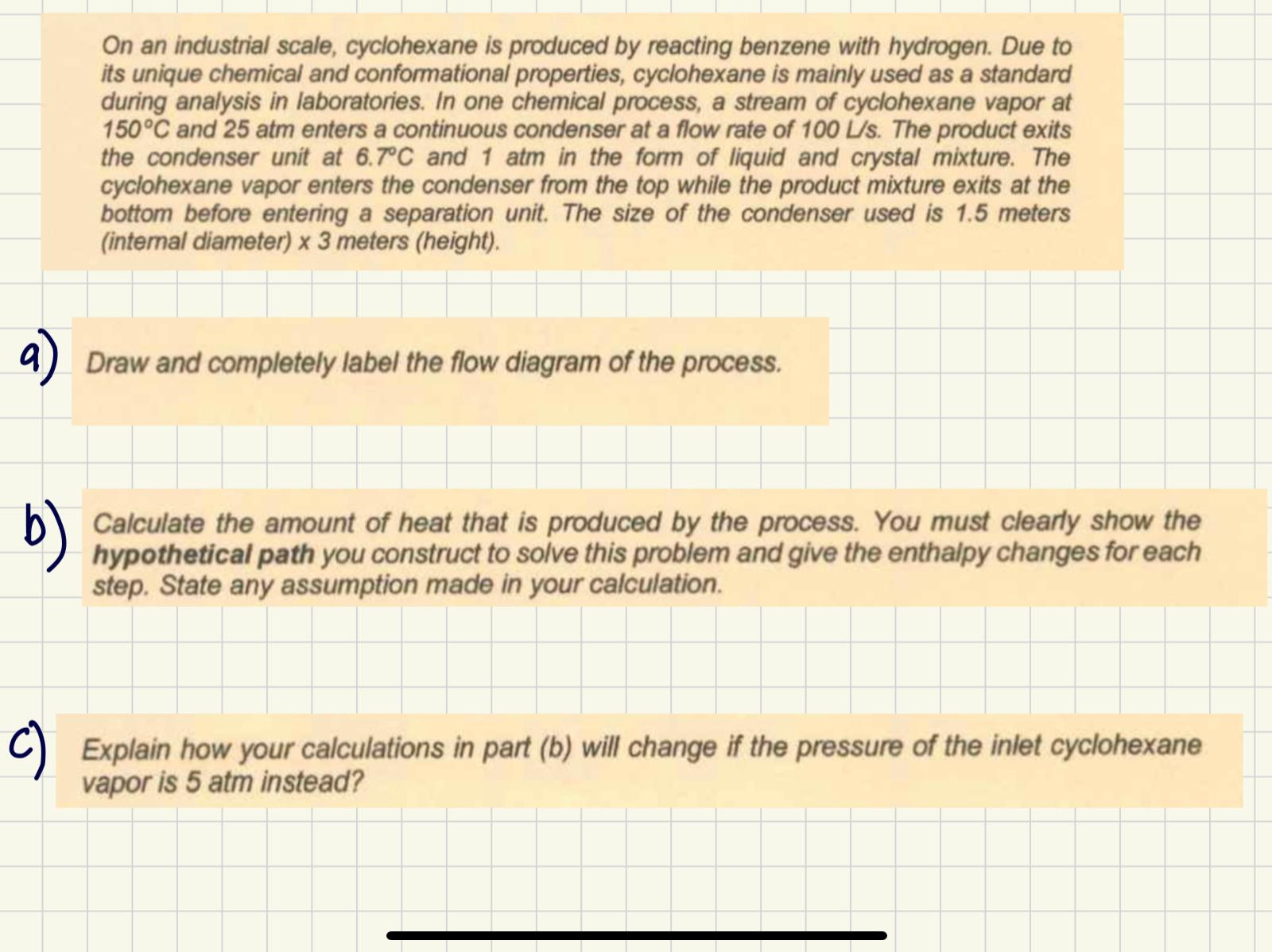 Solved On an industrial scale, cyclohexane is produced by | Chegg.com