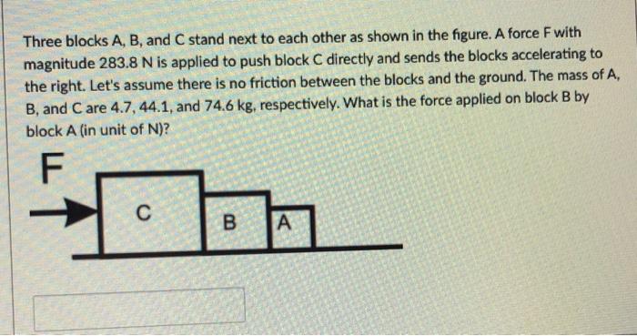 Solved Three blocks A, B, and C stand next to each other as | Chegg.com