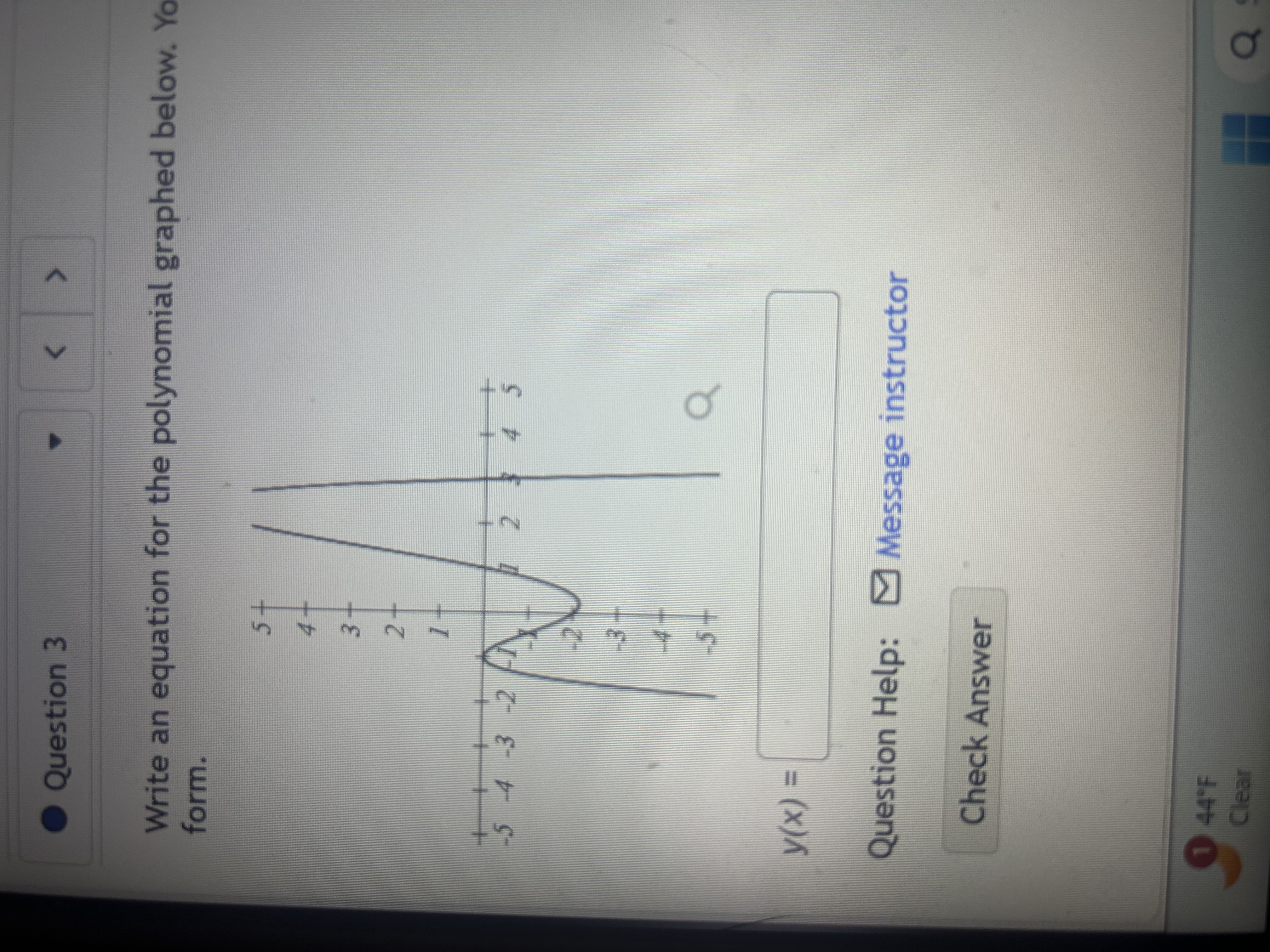 Solved Write an ﻿equation for the polynomial graphed below. | Chegg.com