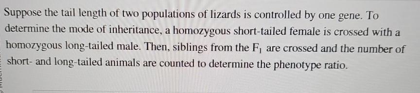 Solved Suppose the tail length of two populations of lizards | Chegg.com