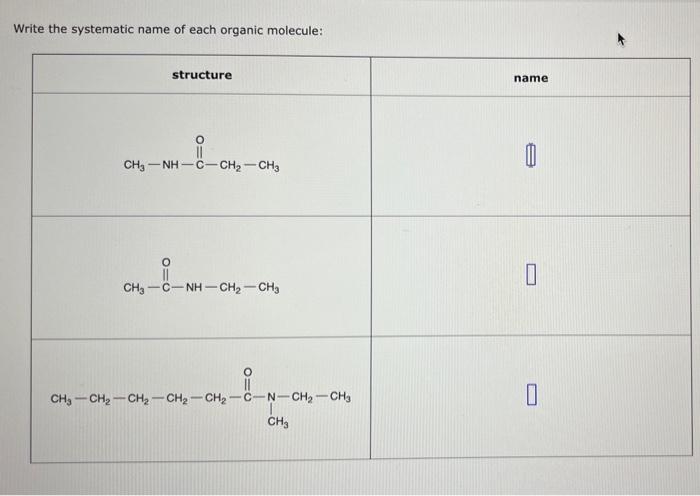 Solved Write the systematic name of each organic molecule: | Chegg.com