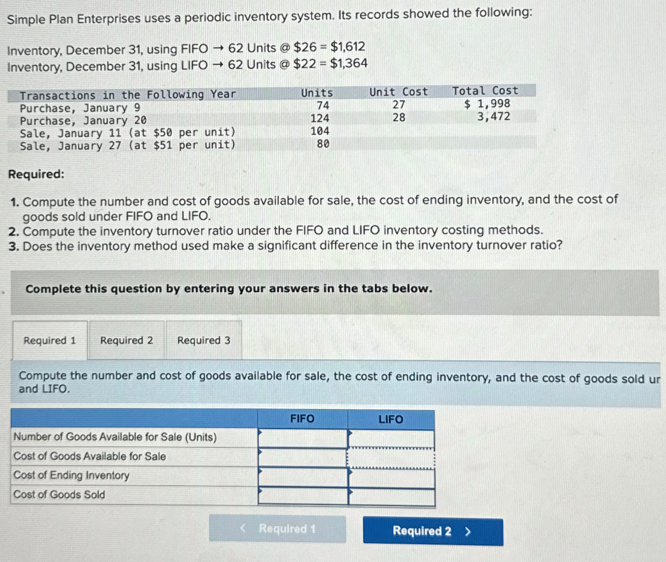 Solved Simple Plan Enterprises uses a periodic inventory | Chegg.com
