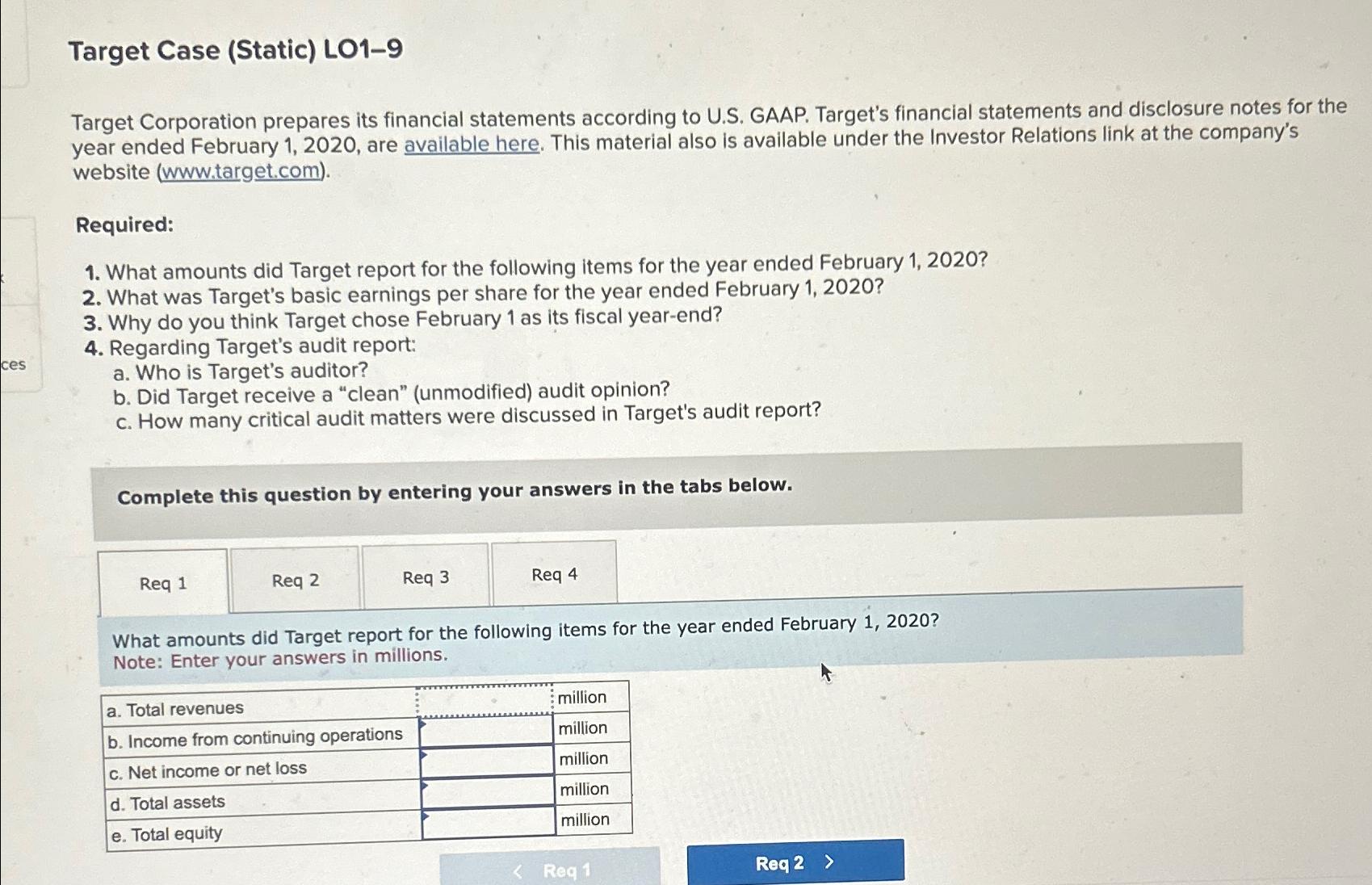 Target Case (Static) ﻿LO1-9Target Corporation | Chegg.com