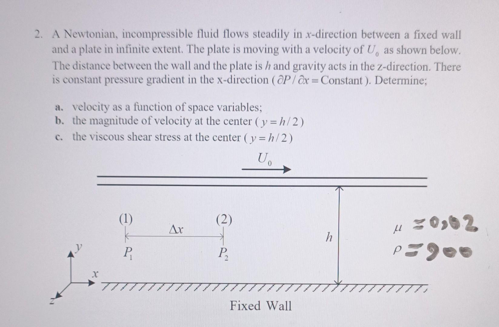 Solved 2. A Newtonian, incompressible fluid flows steadily | Chegg.com