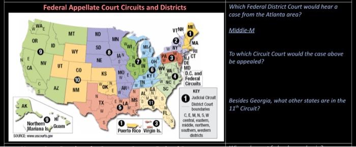 Federal Appellate Court Circuits and Districts Which | Chegg.com