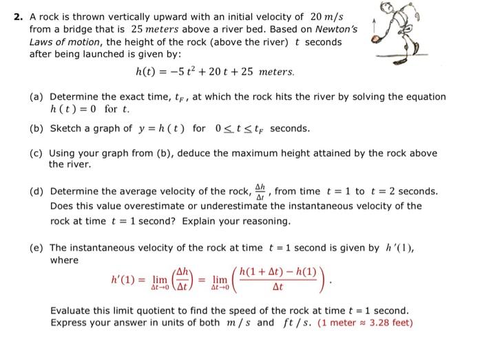 Solved 2. A rock is thrown vertically upward with an initial | Chegg.com