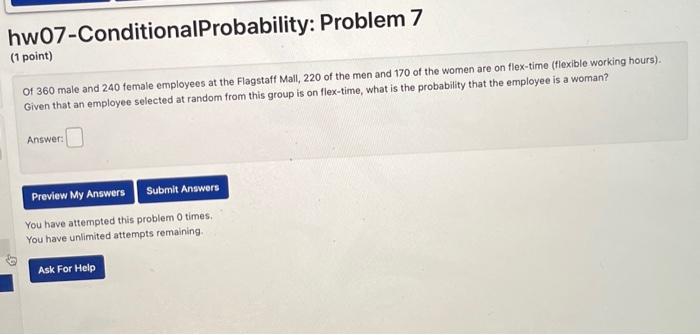 Solved hw07-ConditionaIProbability: Problem 2 (1 point) If | Chegg.com