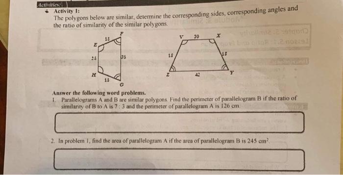 Solved Activities: Activity 1: The polygons below are | Chegg.com