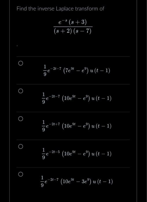 Solved Find the inverse Laplace transform of | Chegg.com