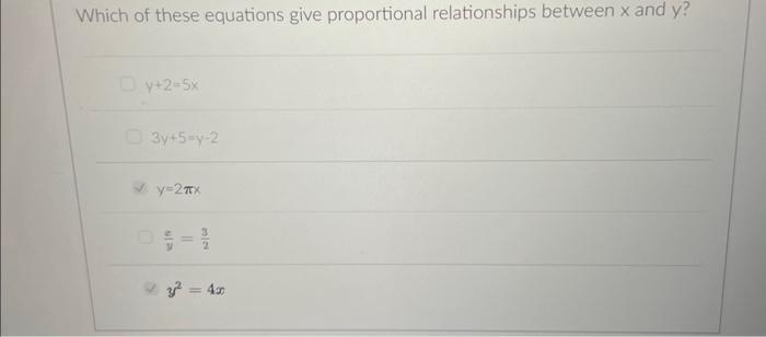 Solved Which of these equations give proportional | Chegg.com