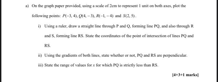 Solved a) On the graph paper provided, using a scale of 2 cm | Chegg.com