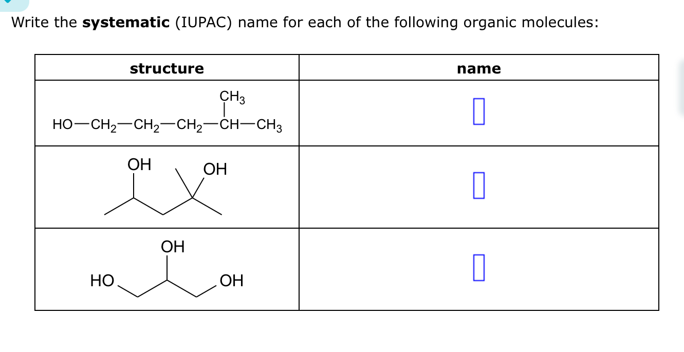 Solved Write the systematic (IUPAC) ﻿name for each of the | Chegg.com