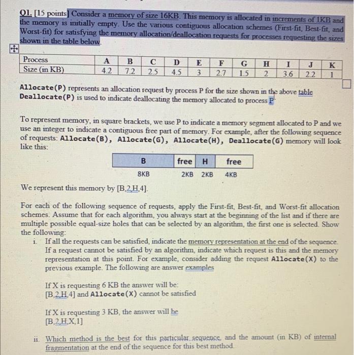 Q1. [15 points] Consider a memory of size 16KB. This | Chegg.com