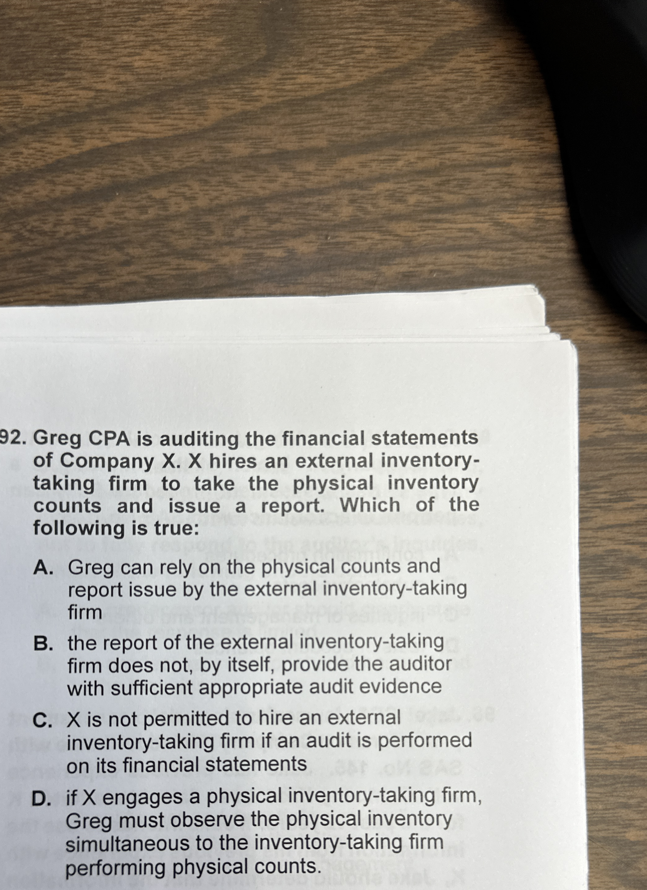 Solved Greg CPA is auditing the financial statements of | Chegg.com