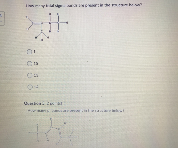 Solved How many total sigma bonds are present in the | Chegg.com