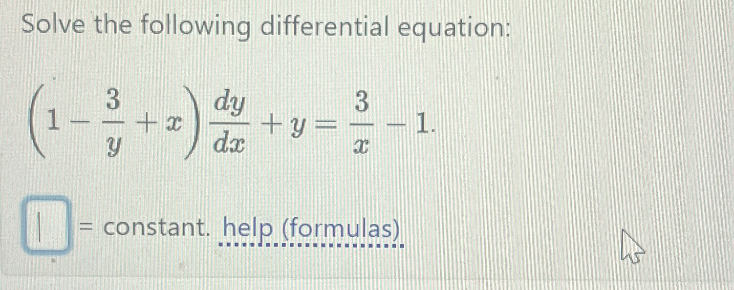 Solved Solve the following differential | Chegg.com