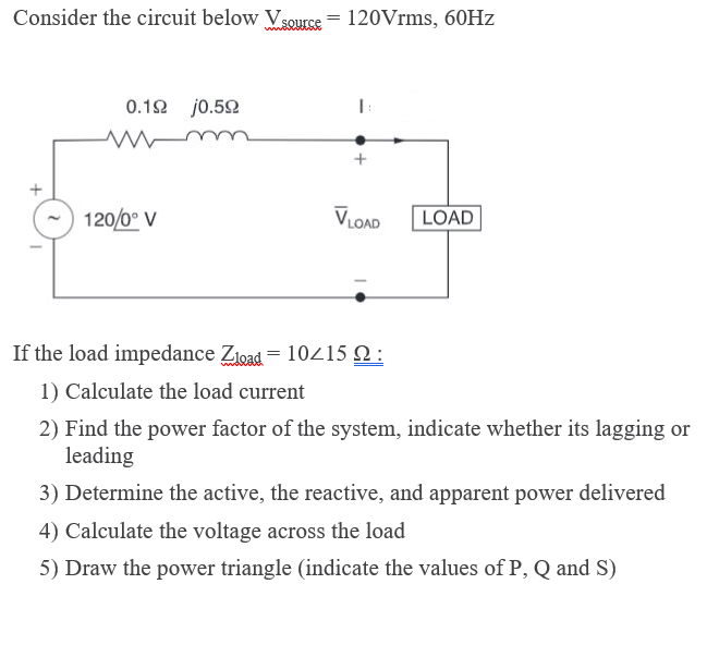 Solved Consider the circuit below Vspurcse =120Vrms,60HzIf | Chegg.com