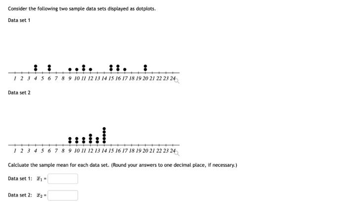 Solved Consider the following two sample data sets displayed | Chegg.com