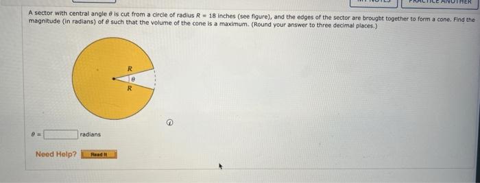 Solved A sector with central angle θ is cut from a circle of | Chegg.com