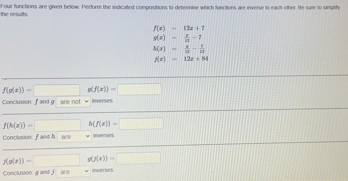 Solved Four functions are given below. Perform the indicated | Chegg.com