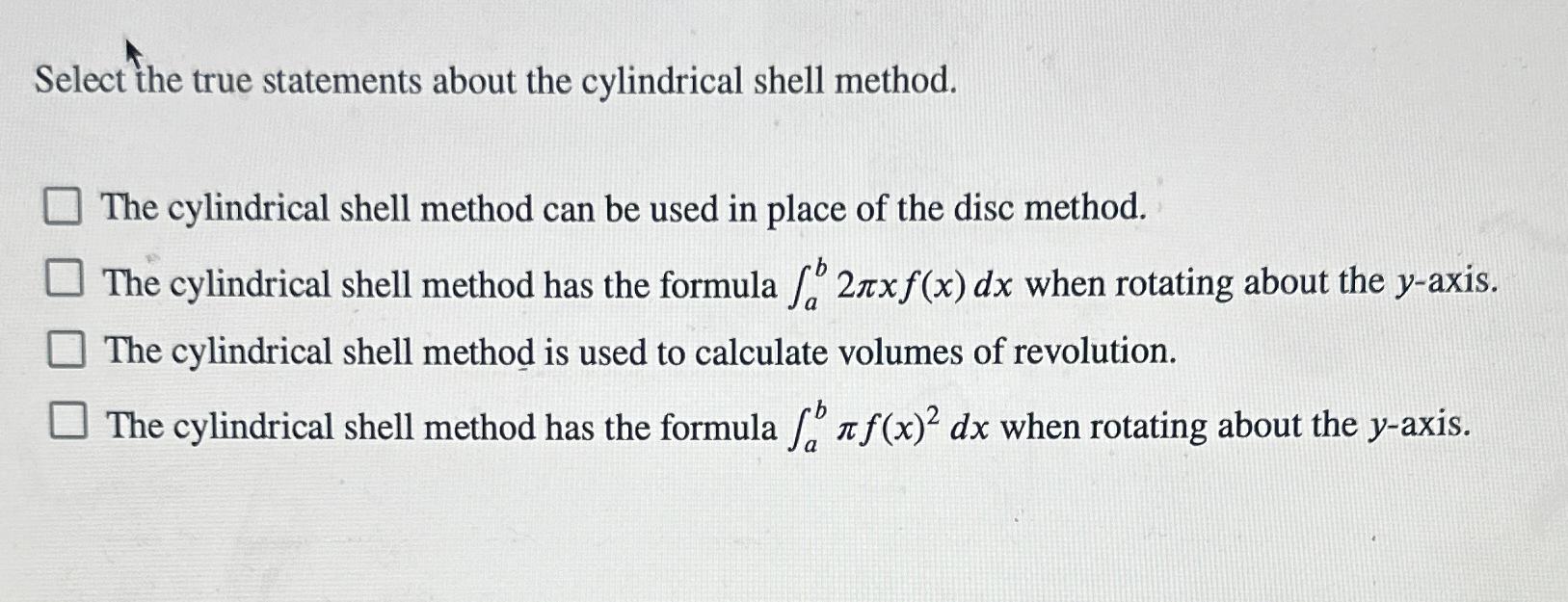 Solved Select the true statements about the cylindrical | Chegg.com