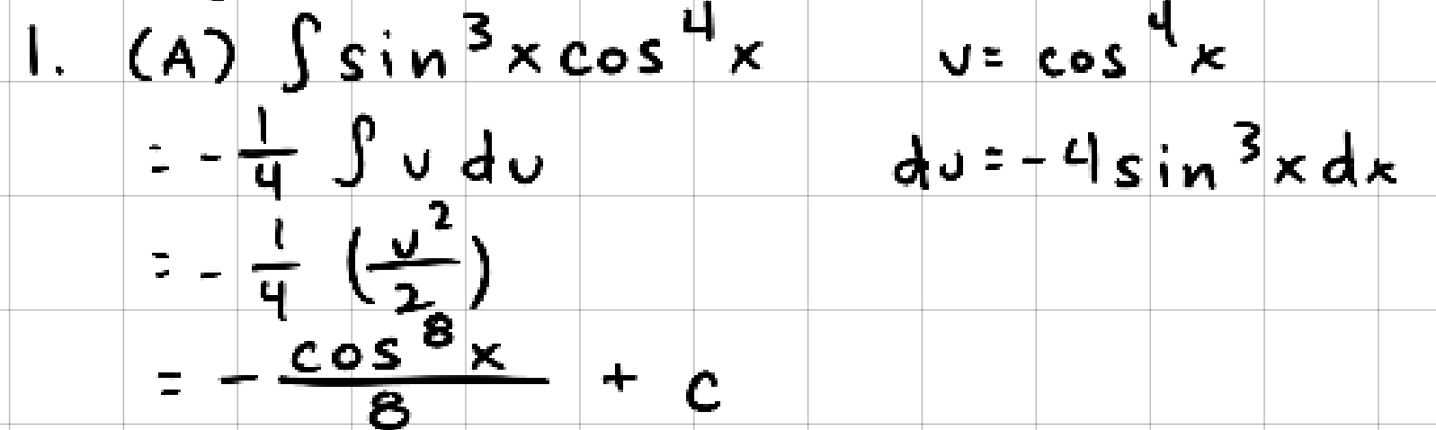 Solved when integrating sin^3xcos^4x, ﻿how come i can't use | Chegg.com