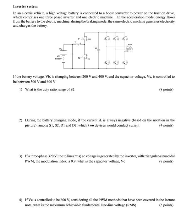 Solved Inverter system In an electric vehicle, a high | Chegg.com