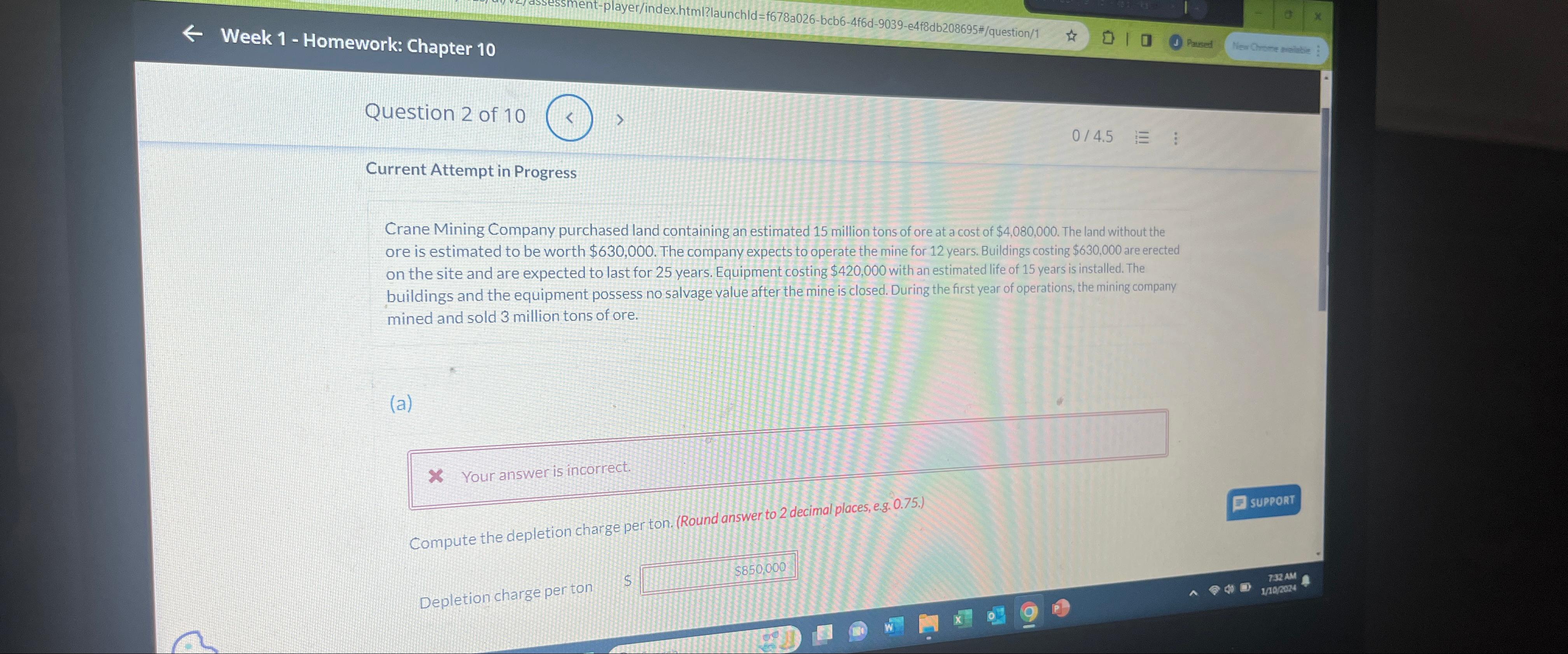 Solved Week 1 - ﻿Homework: Chapter 10Question 2 ﻿of | Chegg.com