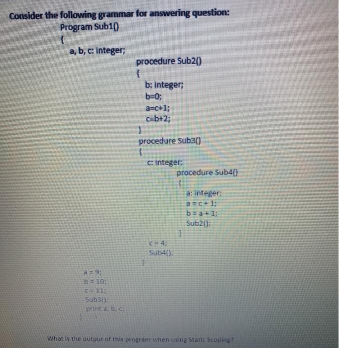 Solved Consider the following grammar for answering | Chegg.com