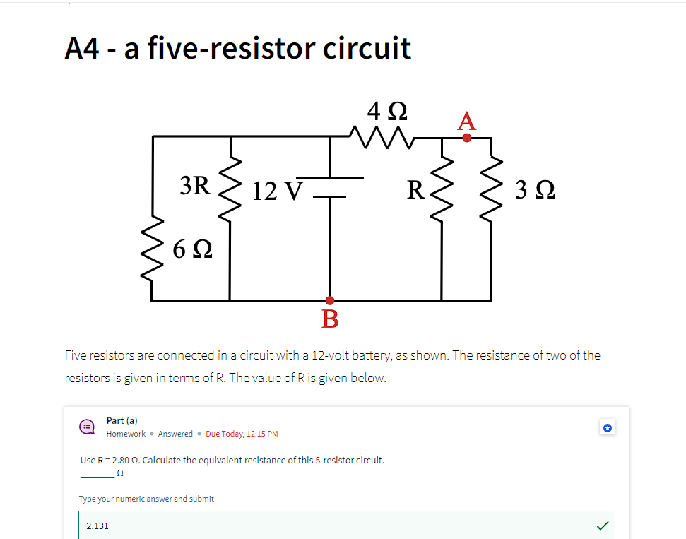 Solved A4 - ﻿a five-resistor circuitFive resistors are | Chegg.com