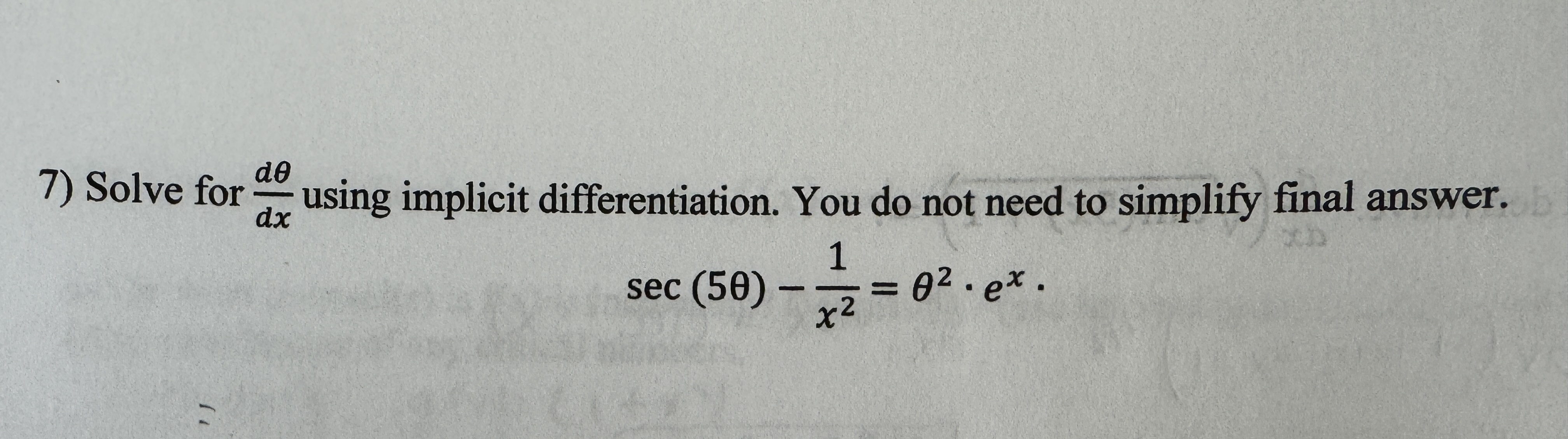 Solved Solve for dθdx ﻿using implicit differentiation. You | Chegg.com